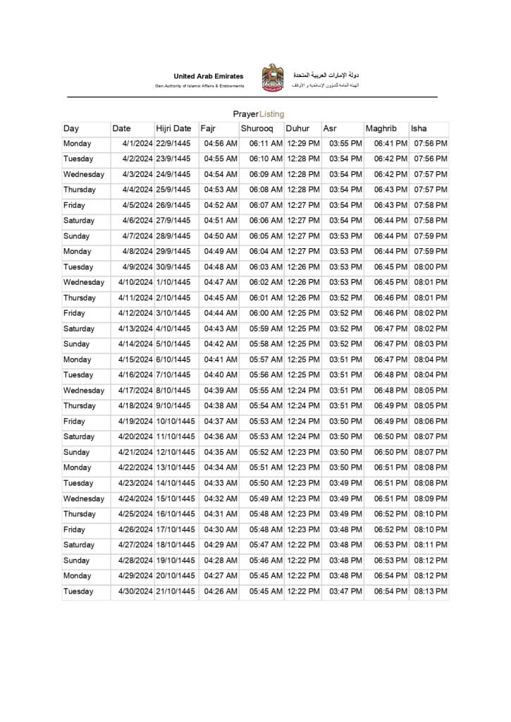 Ramadan Timetable 2024: What time is Iftar in the UAE 03/04
